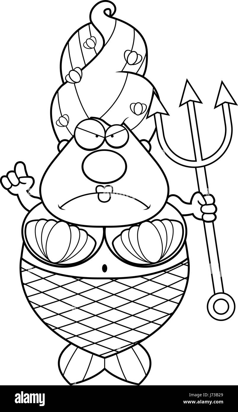 A cartoon mermaid woman with an angry expression Stock Vector Image ...