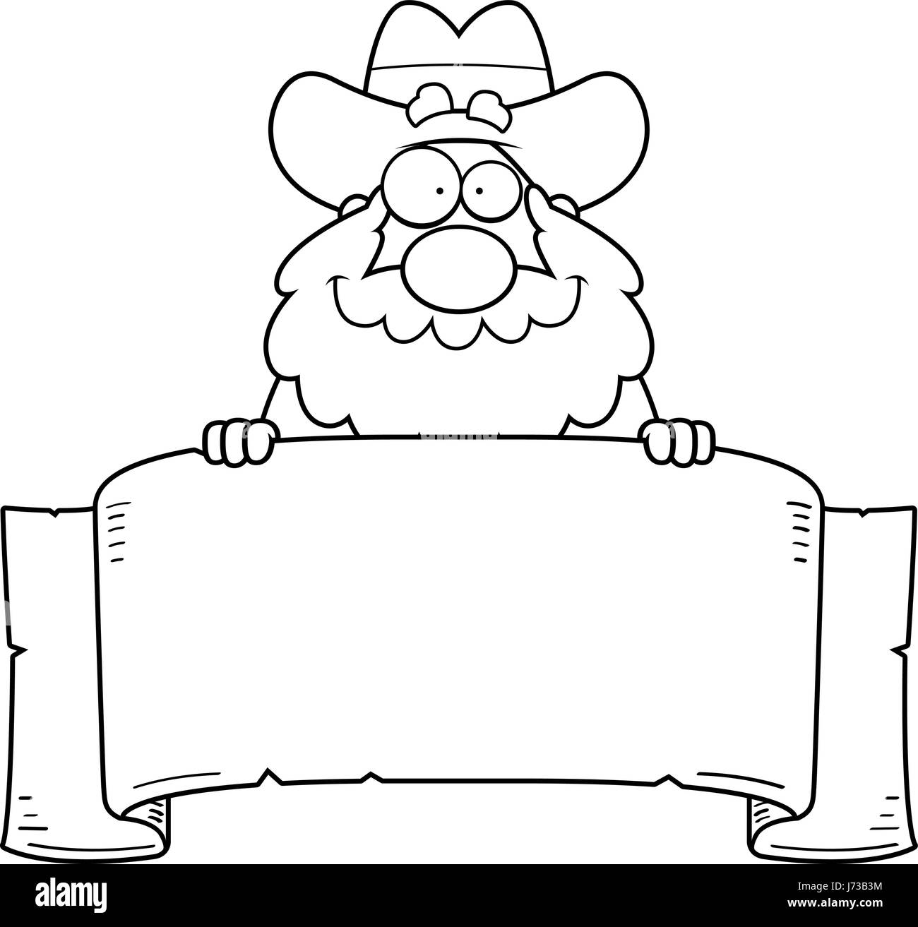 A cartoon illustration of a prospector with a banner sign Stock Vector ...