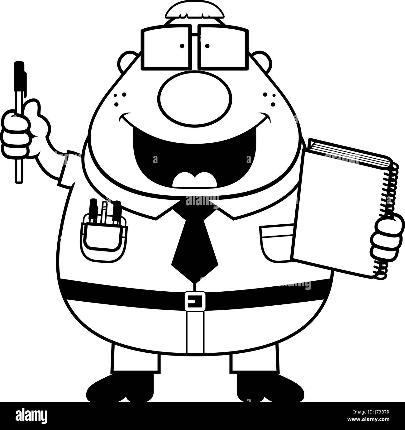 A happy cartoon nerd with a notebook and pen Stock Vector Image & Art ...