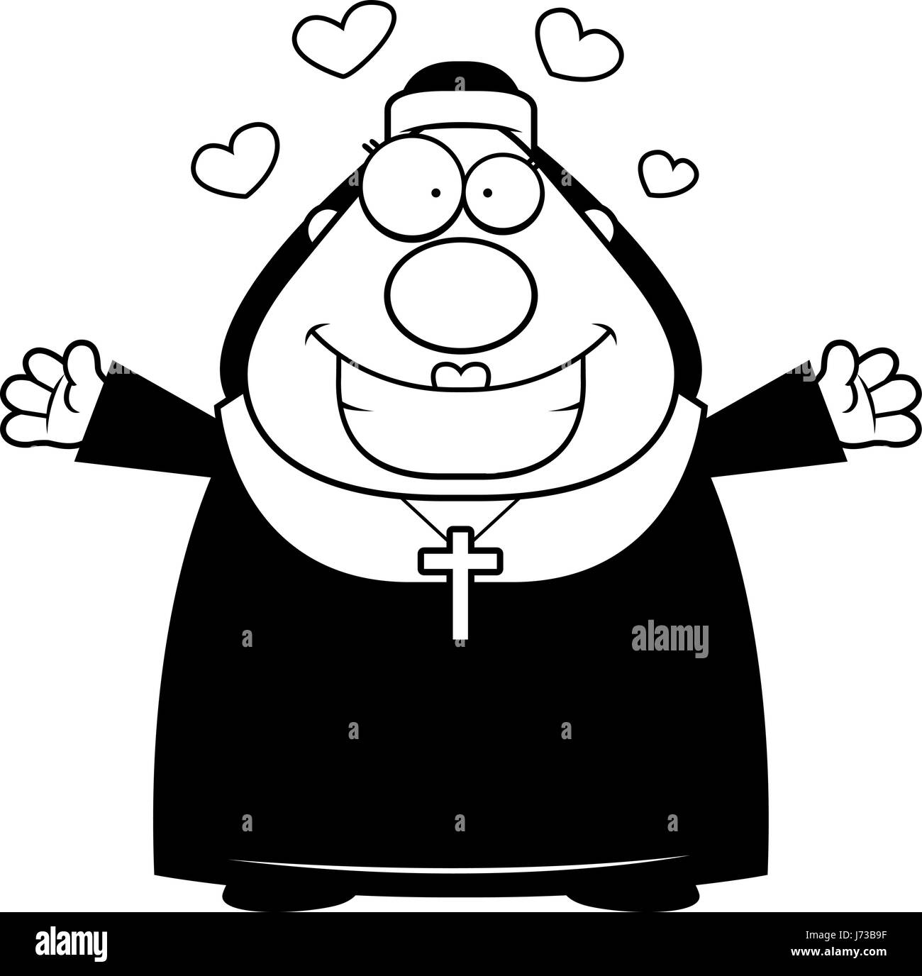 A cartoon illustration of a nun ready to give a hug Stock Vector Image ...