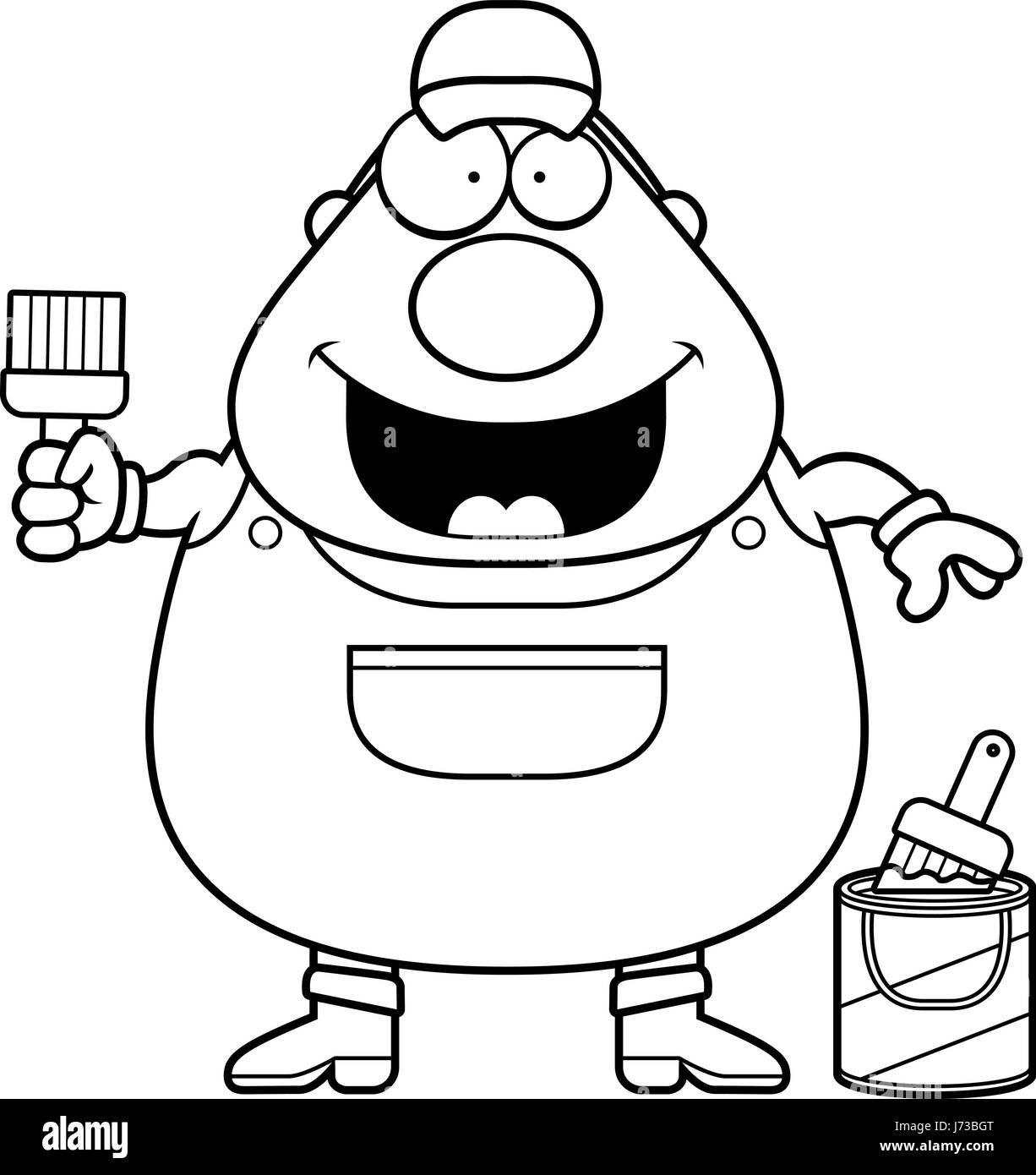 A cartoon illustration of a painter with a paintbrush Stock Vector ...