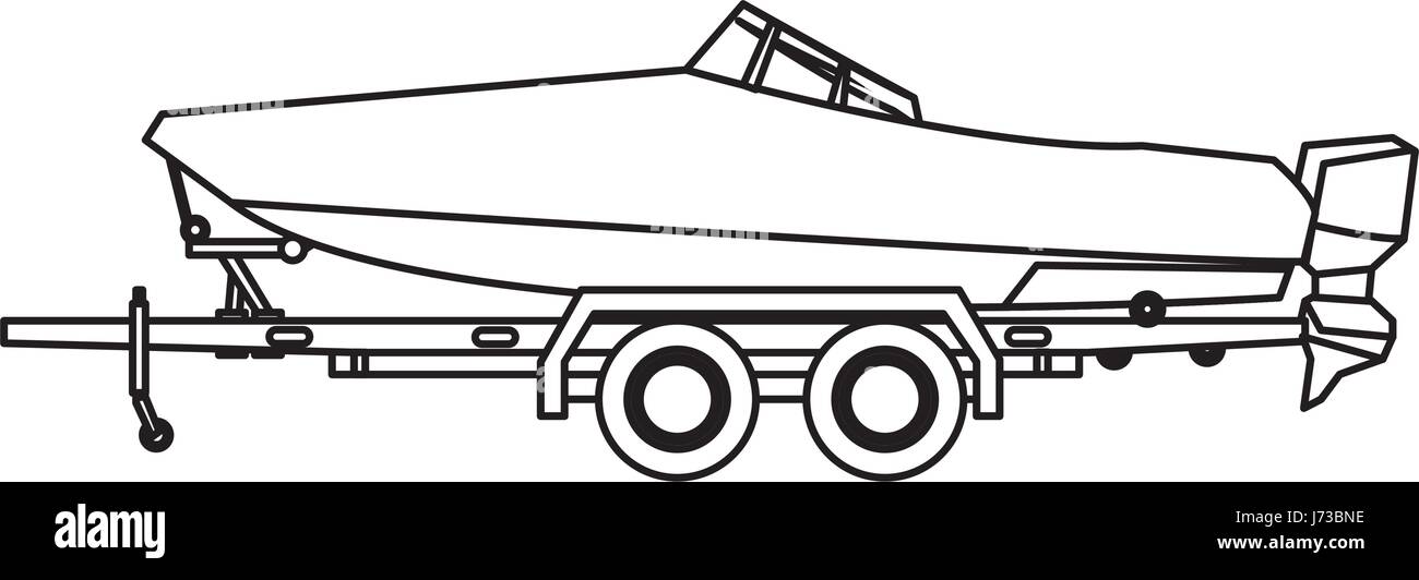 boat with trailer nautical transport luxury Stock Vector Image & Art ...