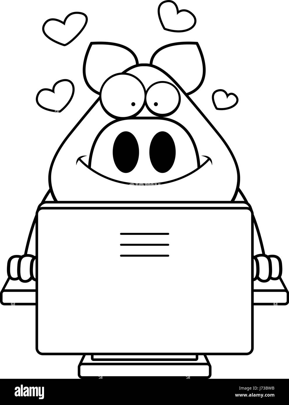 A happy cartoon pig using computer dating Stock Vector Image & Art - Alamy