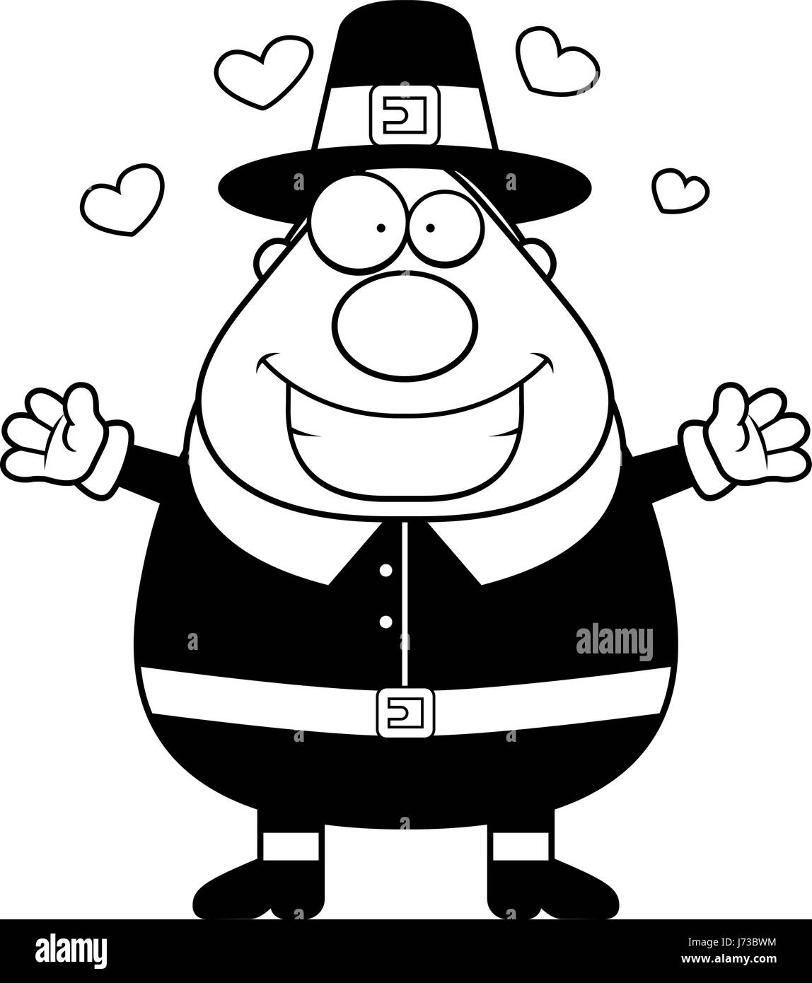A happy cartoon pilgrim man ready to give a hug Stock Vector Image ...