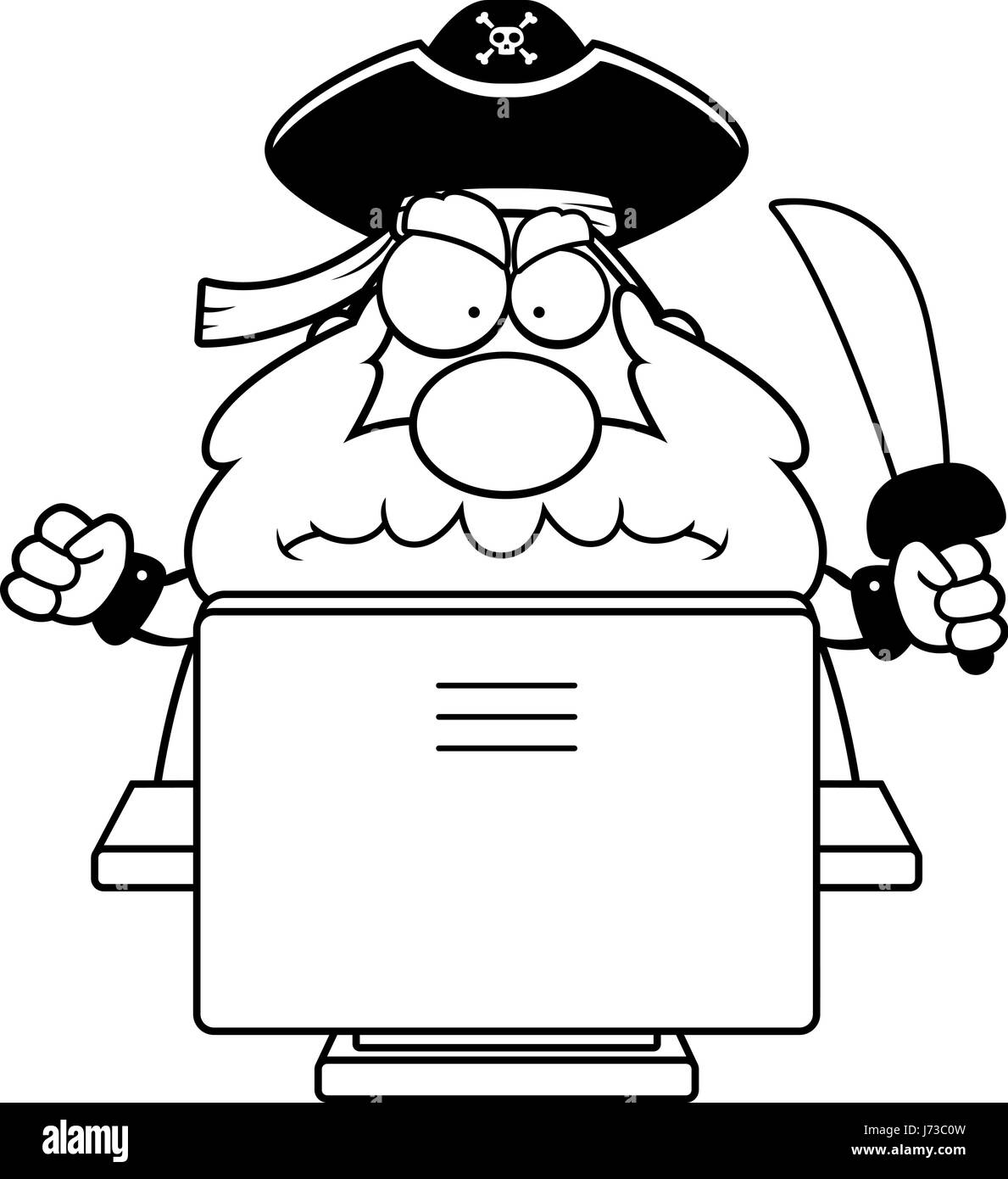 A cartoon pirate in front of a computer Stock Vector Image & Art - Alamy