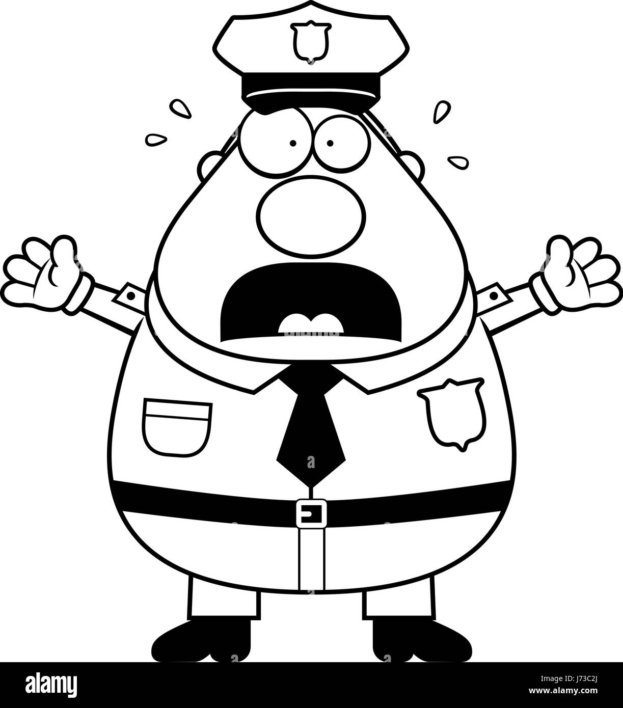 A cartoon illustration of an police officer looking scared Stock Vector ...