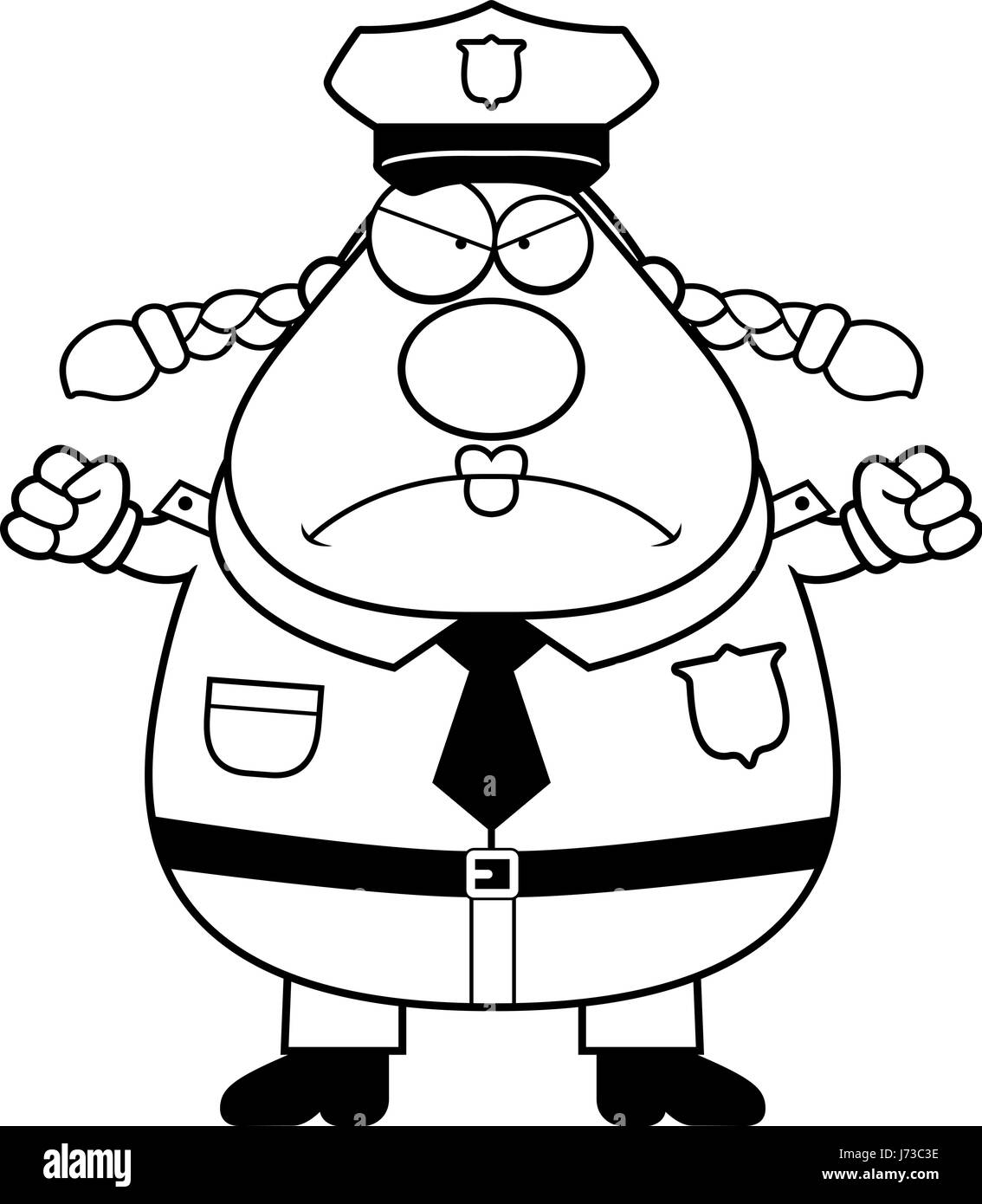 A cartoon illustration of a police woman looking angry Stock Vector ...