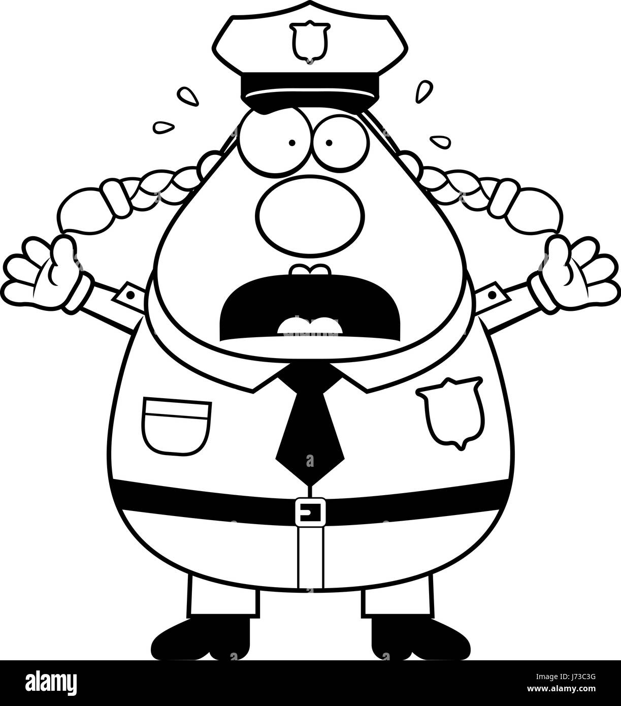 A cartoon illustration of a police woman looking scared Stock Vector ...