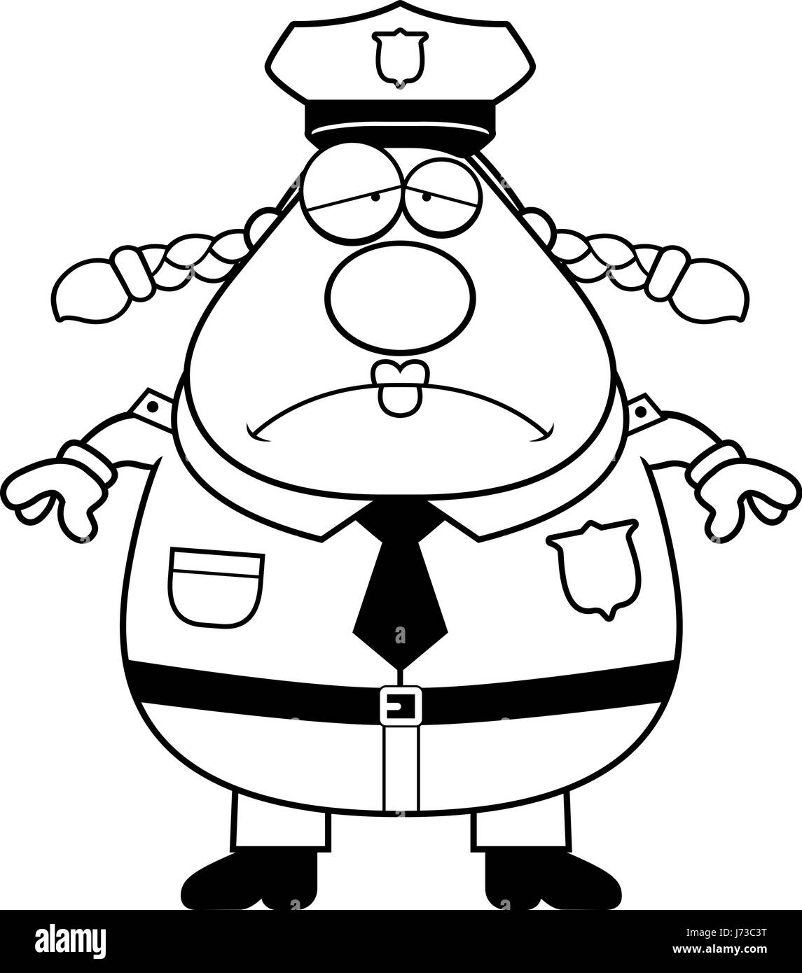 A cartoon illustration of a police woman looking tired Stock Vector ...