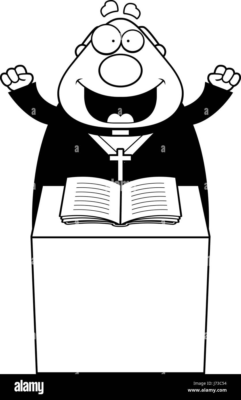 A cartoon illustration of a priest giving a sermon Stock Vector Image ...
