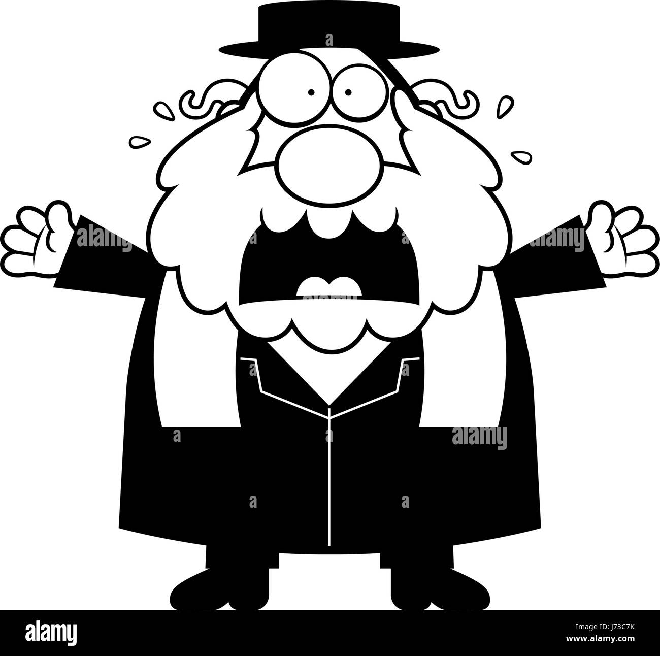 A cartoon illustration of a rabbi looking scared Stock Vector Image ...