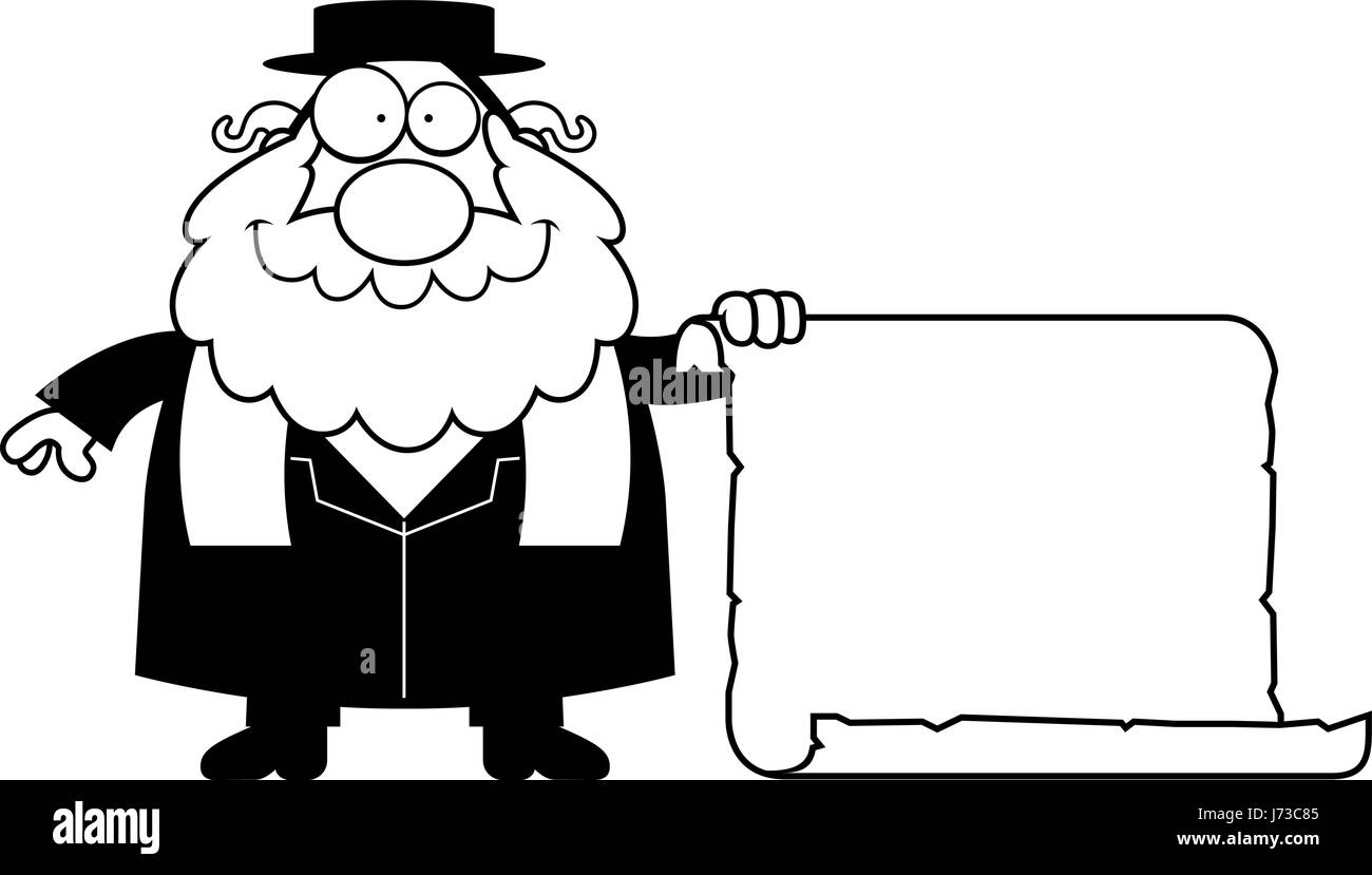 A cartoon illustration of a rabbi with a sign Stock Vector Image & Art ...
