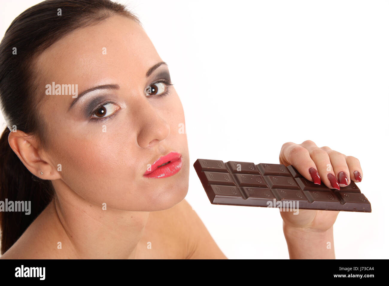 woman sweets face portrait dessert chocolate woman laugh laughs ...
