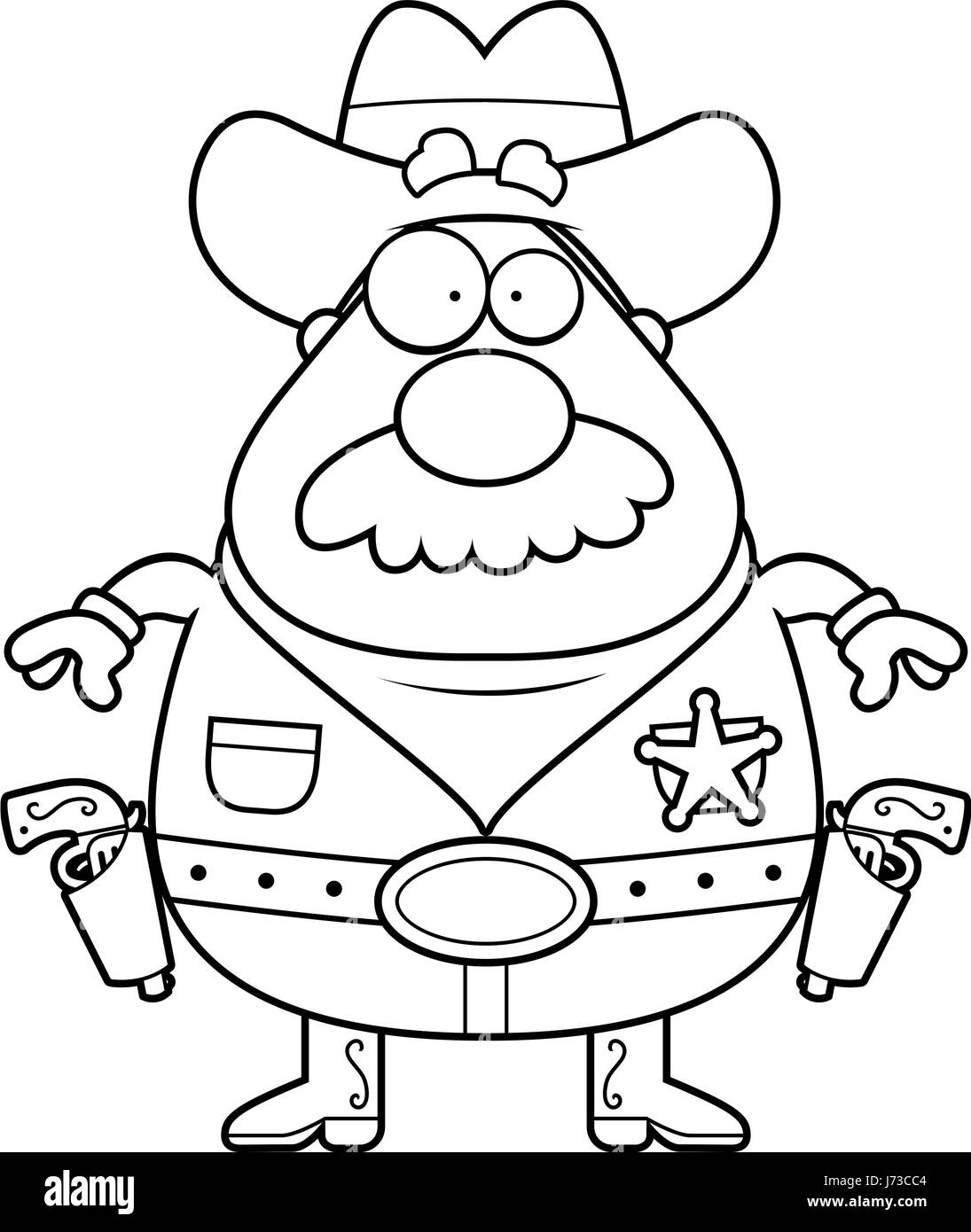 A cartoon sheriff standing with guns holstered Stock Vector Image & Art ...