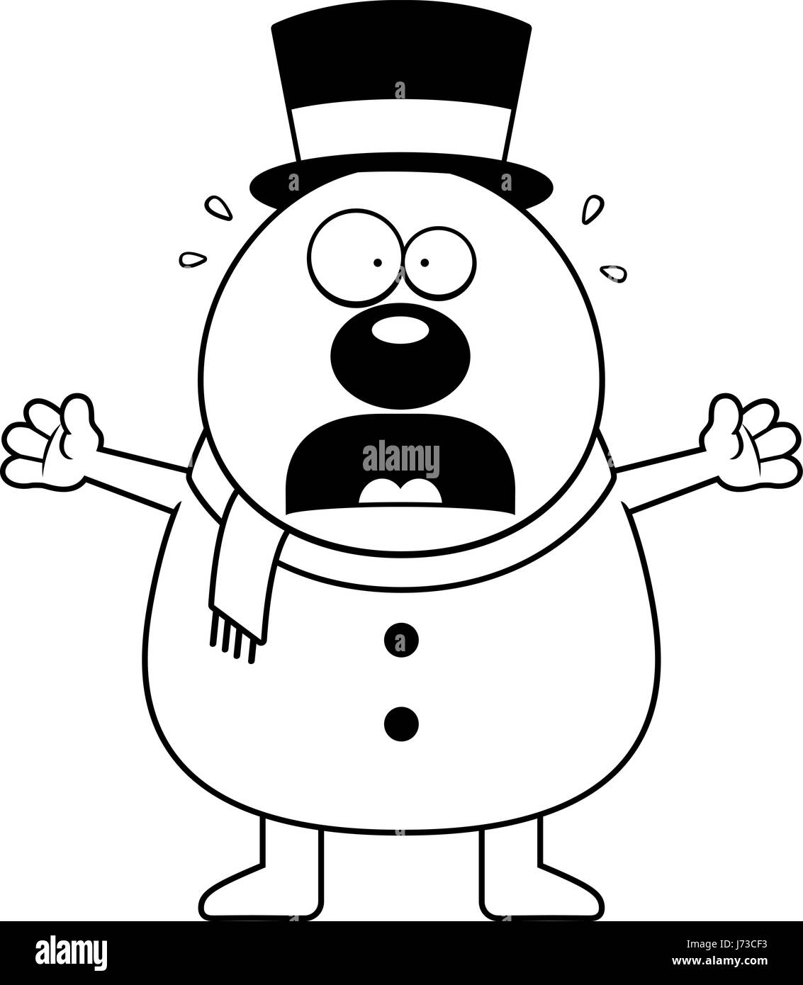 A cartoon illustration of a snowman looking scared Stock Vector Image ...