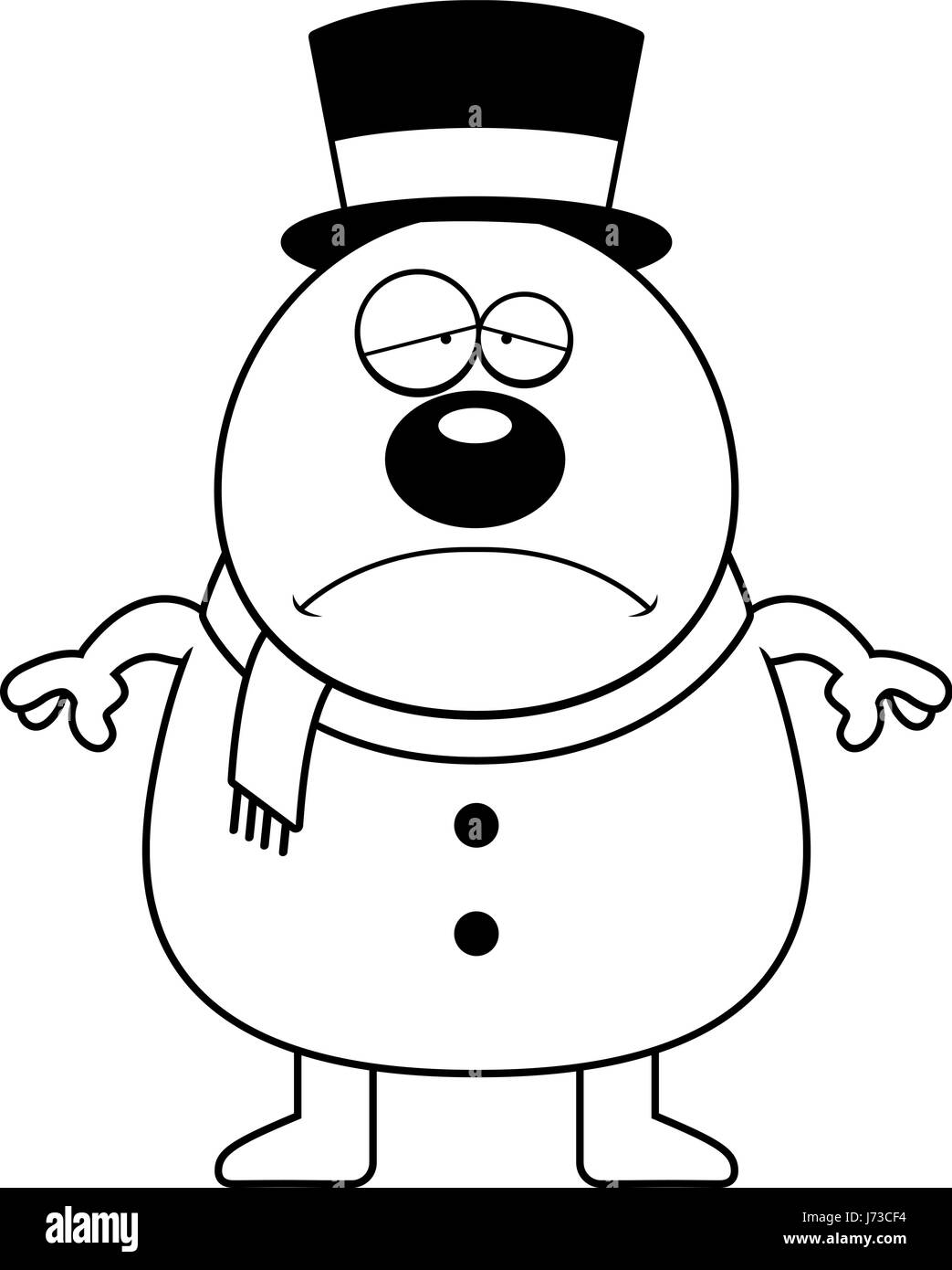 A cartoon illustration of a snowman looking tired Stock Vector Image ...