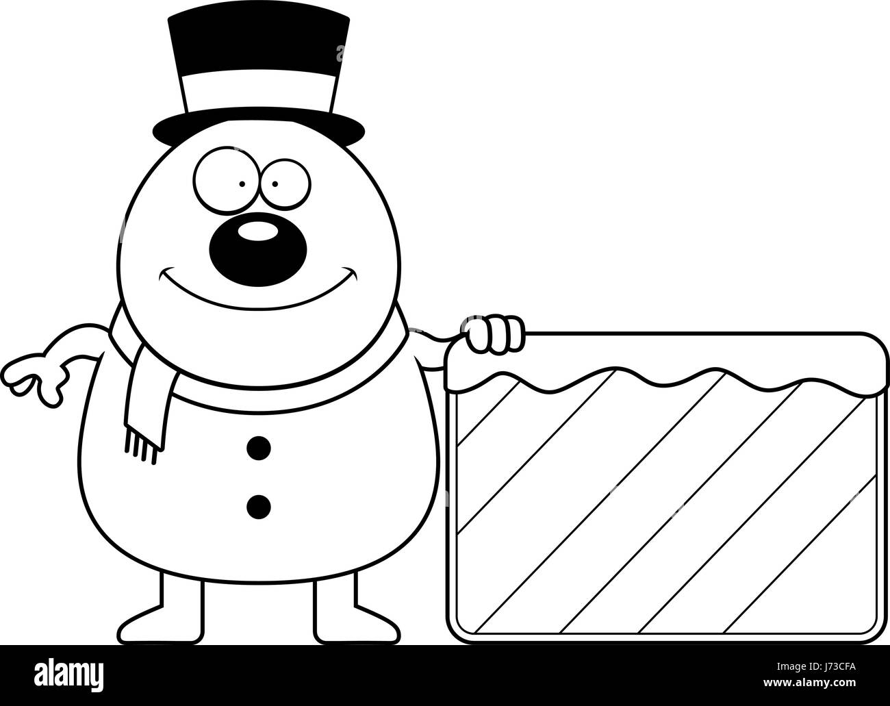 A cartoon illustration of a snowman with a sign Stock Vector Image ...