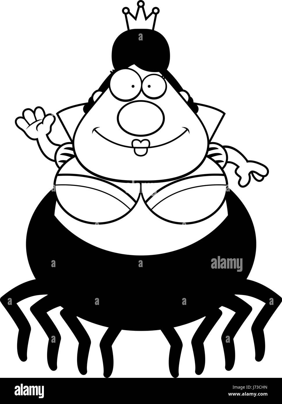A cartoon illustration of a spider queen waving Stock Vector Image ...