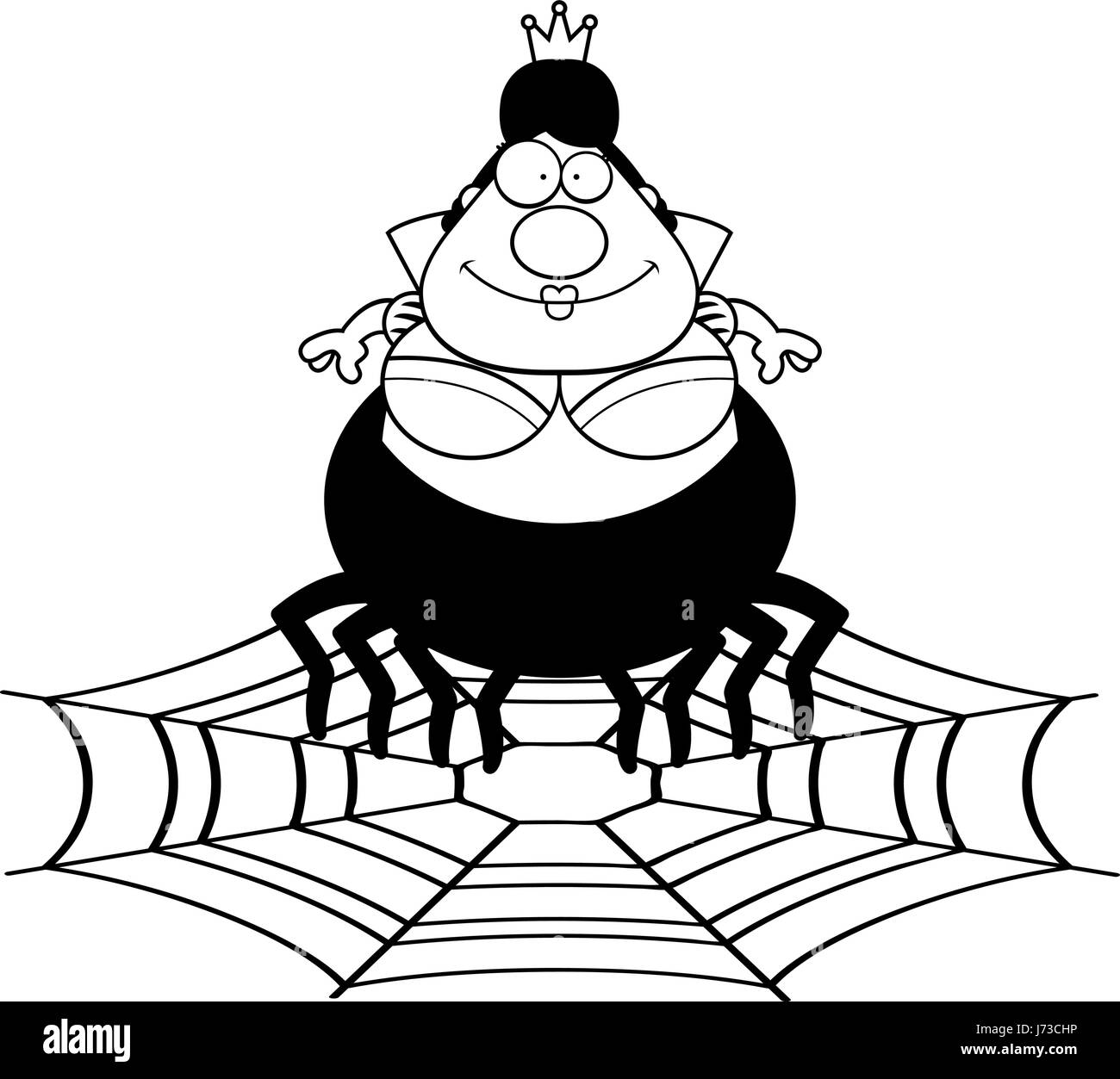 A cartoon illustration of a spider queen on a web Stock Vector Image ...