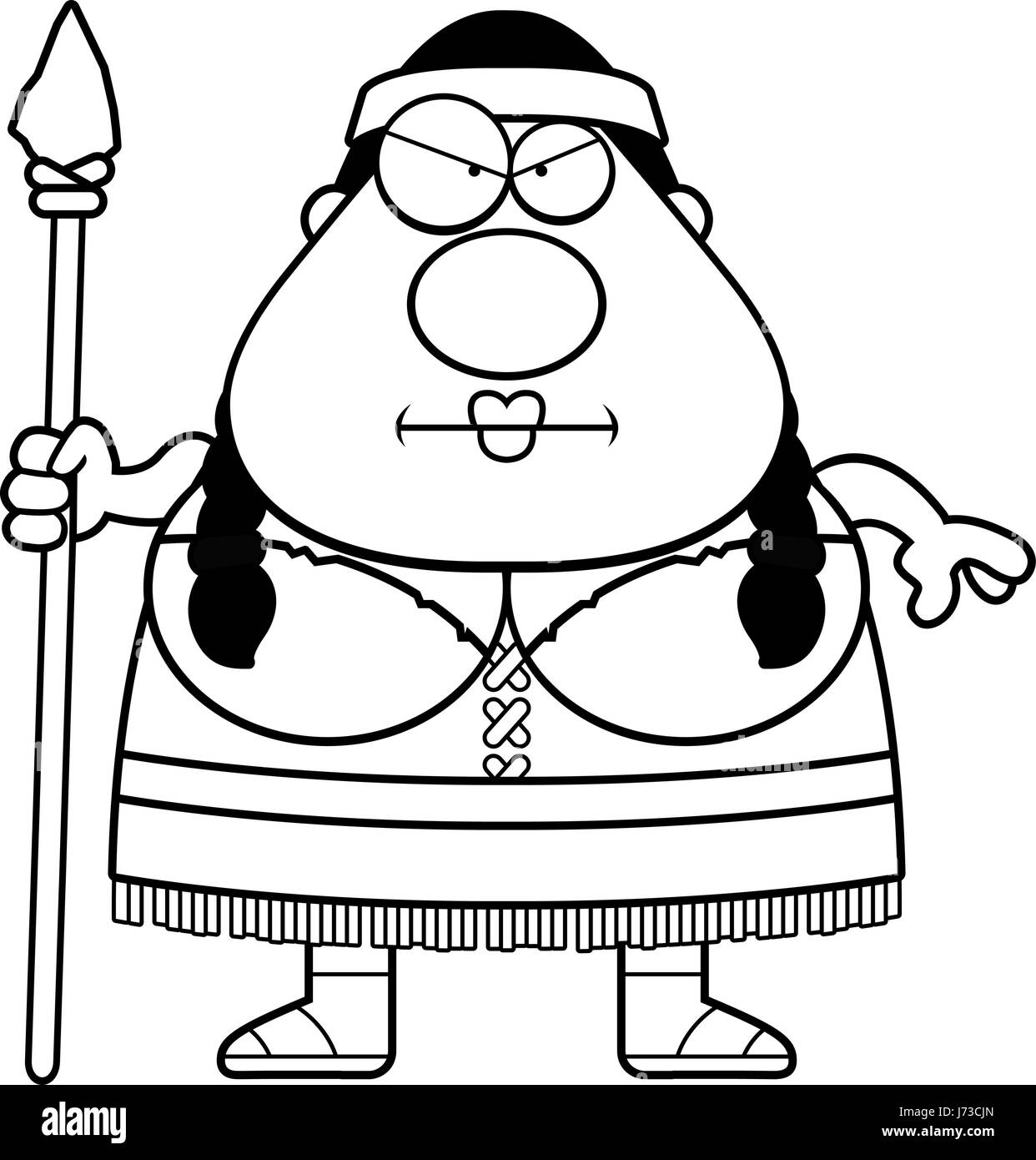 A cartoon illustration of a Native American woman with a spear Stock ...