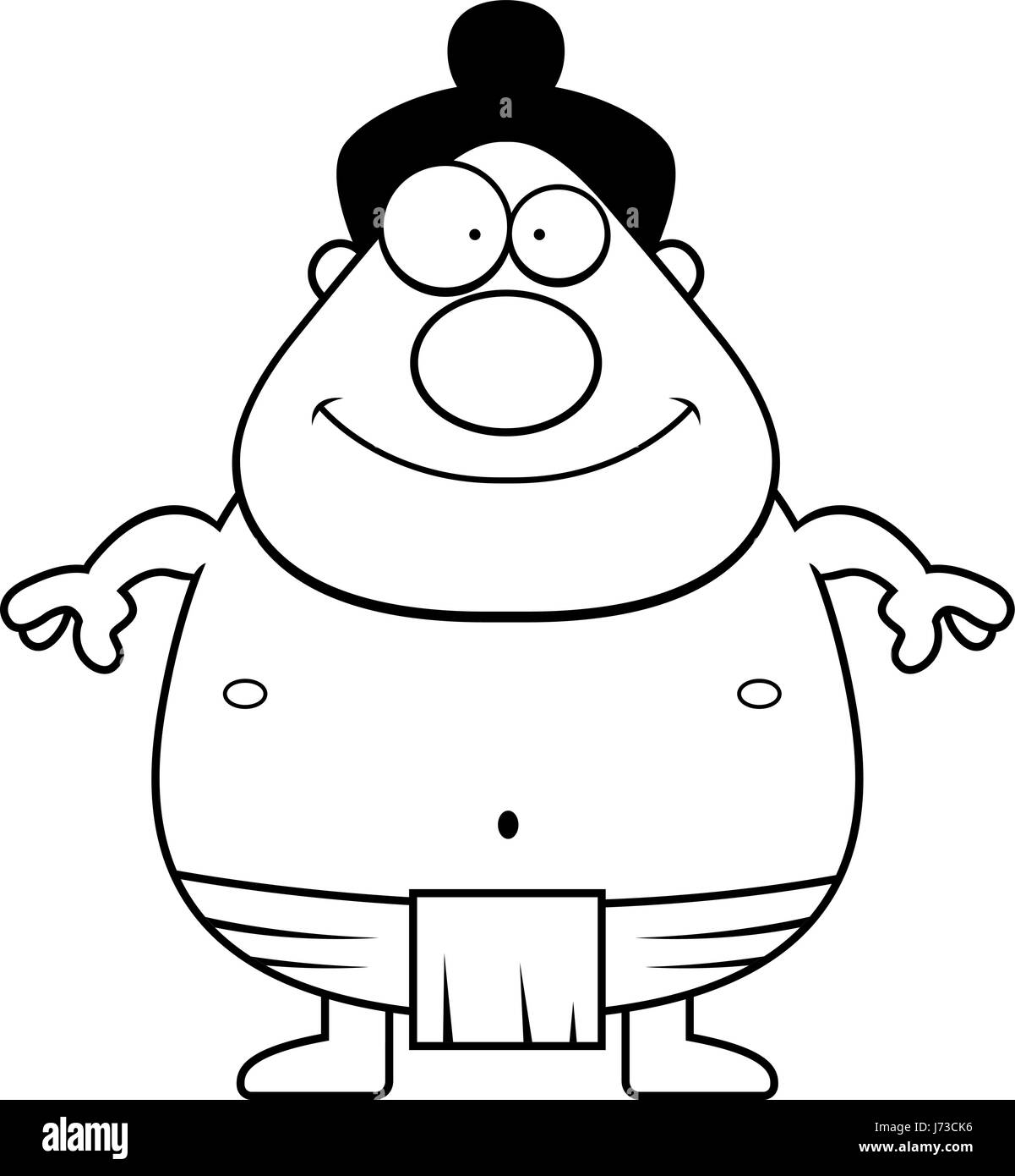 A happy cartoon sumo wrestler standing and smiling Stock Vector Image ...