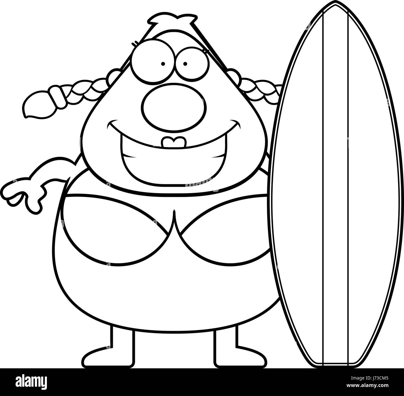 Smiling woman surfing on Stock Vector Images - Alamy