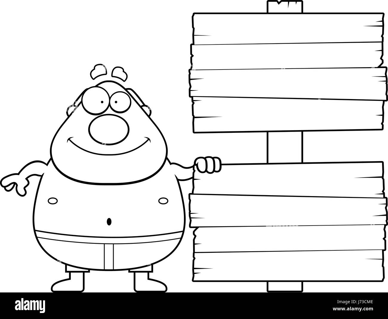 A cartoon man with a wooden sign Stock Vector Image & Art - Alamy
