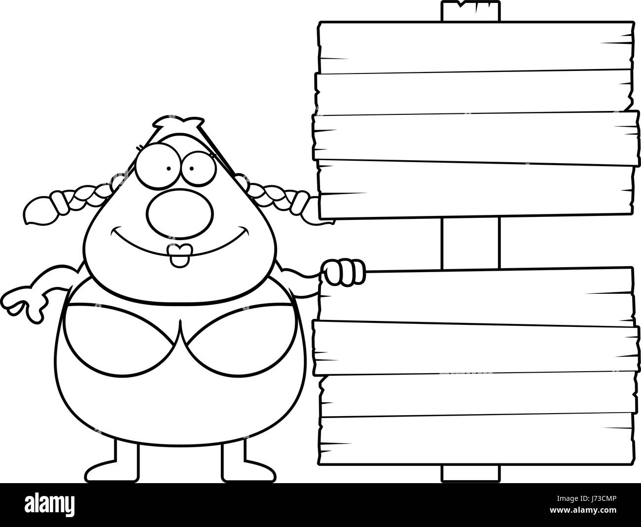 A cartoon woman with a wooden sign Stock Vector Image & Art - Alamy