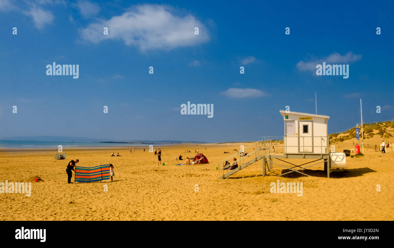 Lifeguard tower on Camber Sands beach, East Sussex, England, UK Stock ...