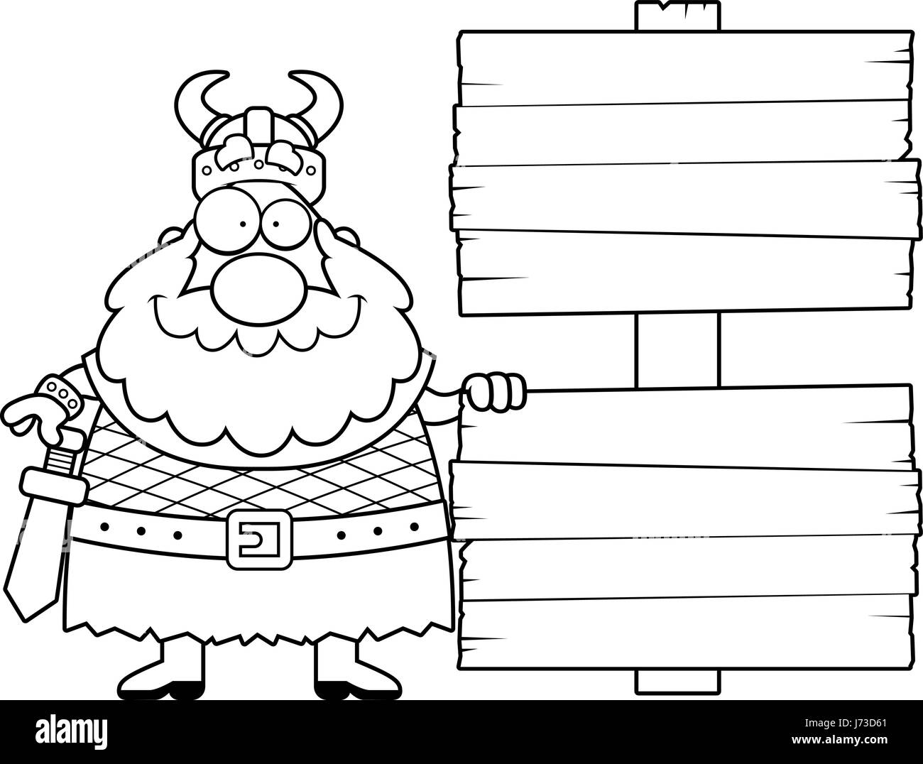 A cartoon illustration of a Viking with a wooden sign Stock Vector ...