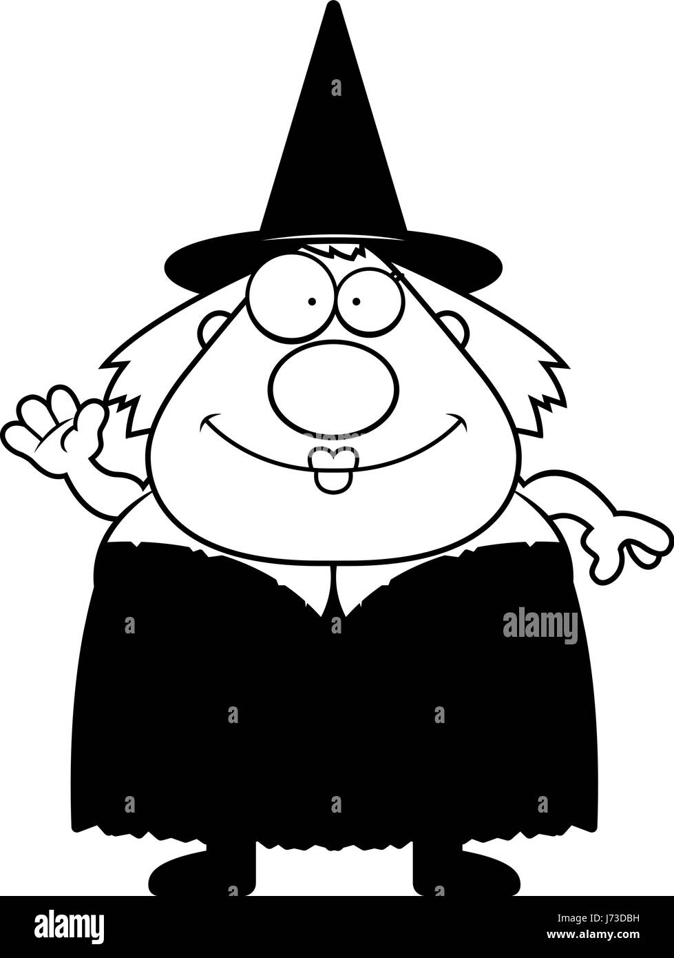 A cartoon illustration of a witch waving and smiling Stock Vector Image ...