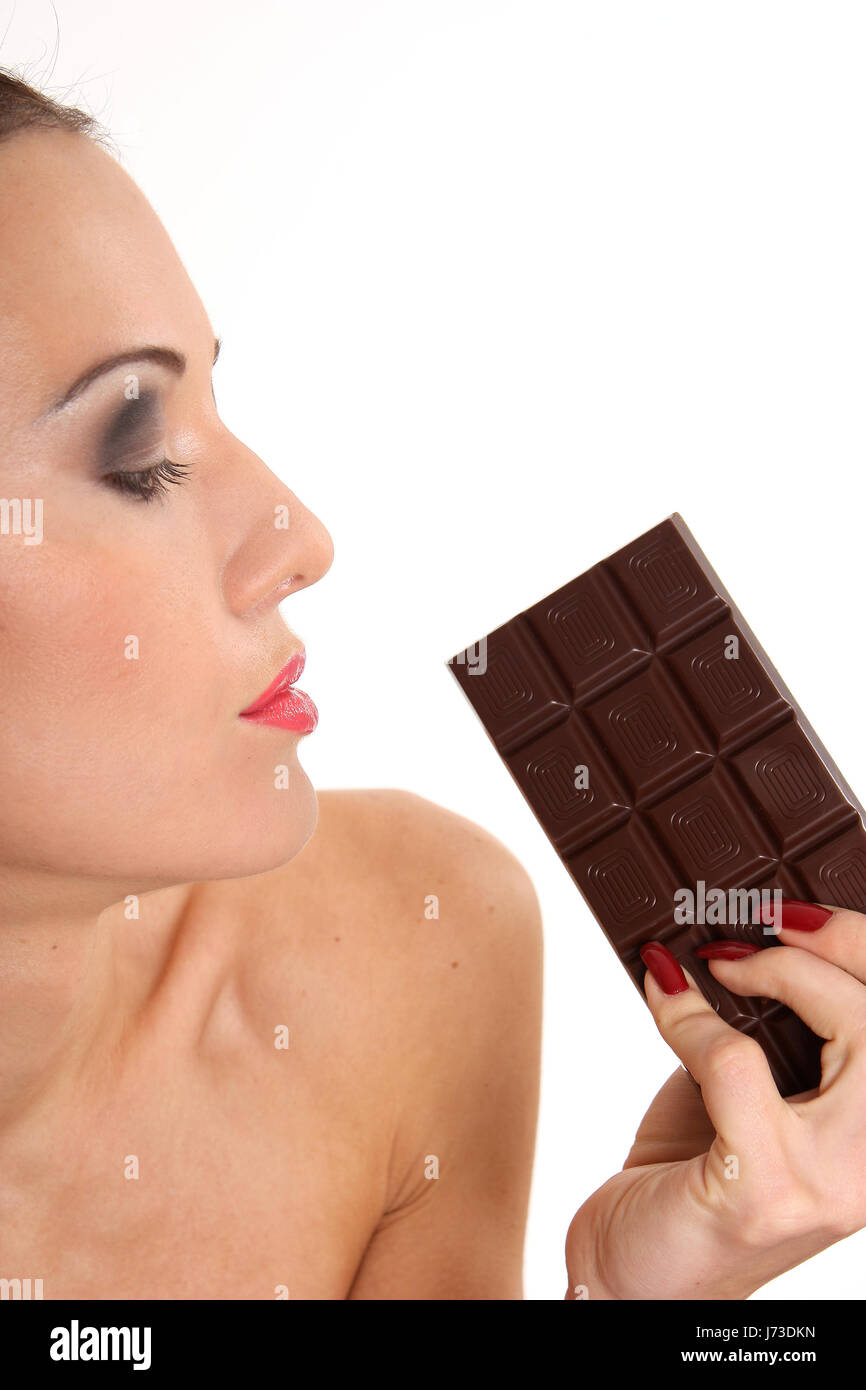 woman sweetly face portrait dessert chocolate woman profile food ...
