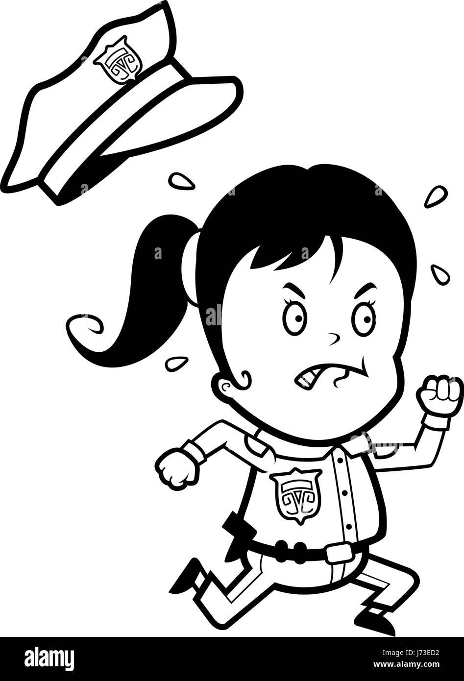 A cartoon child police officer angry and running Stock Vector Image ...
