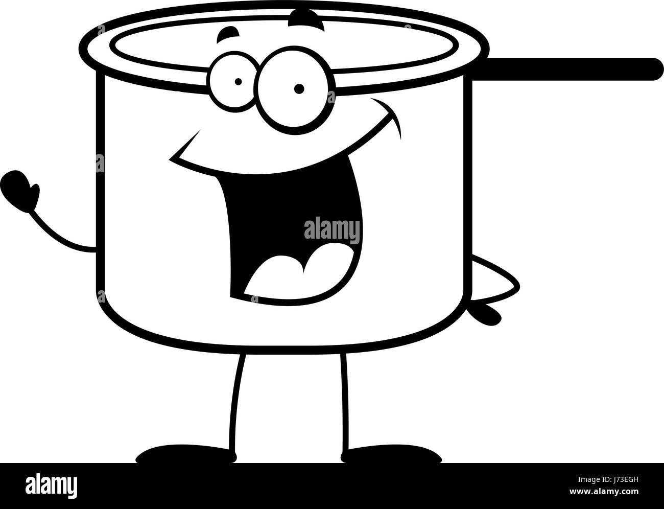 A happy cartoon kitchen pot waving and smiling Stock Vector Image & Art ...