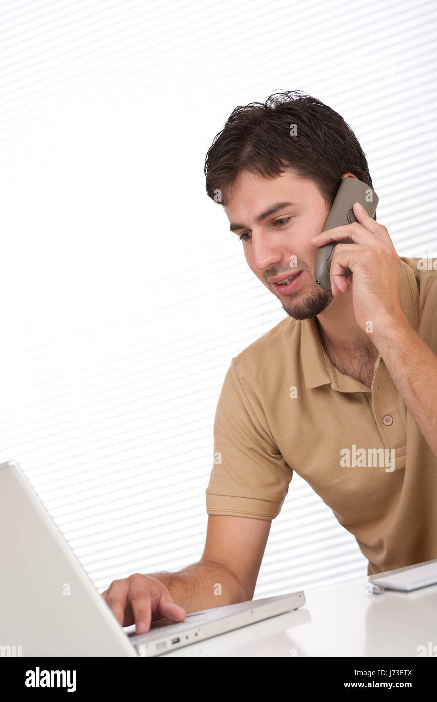 telephone phone laptop notebook computers computer adult business man ...