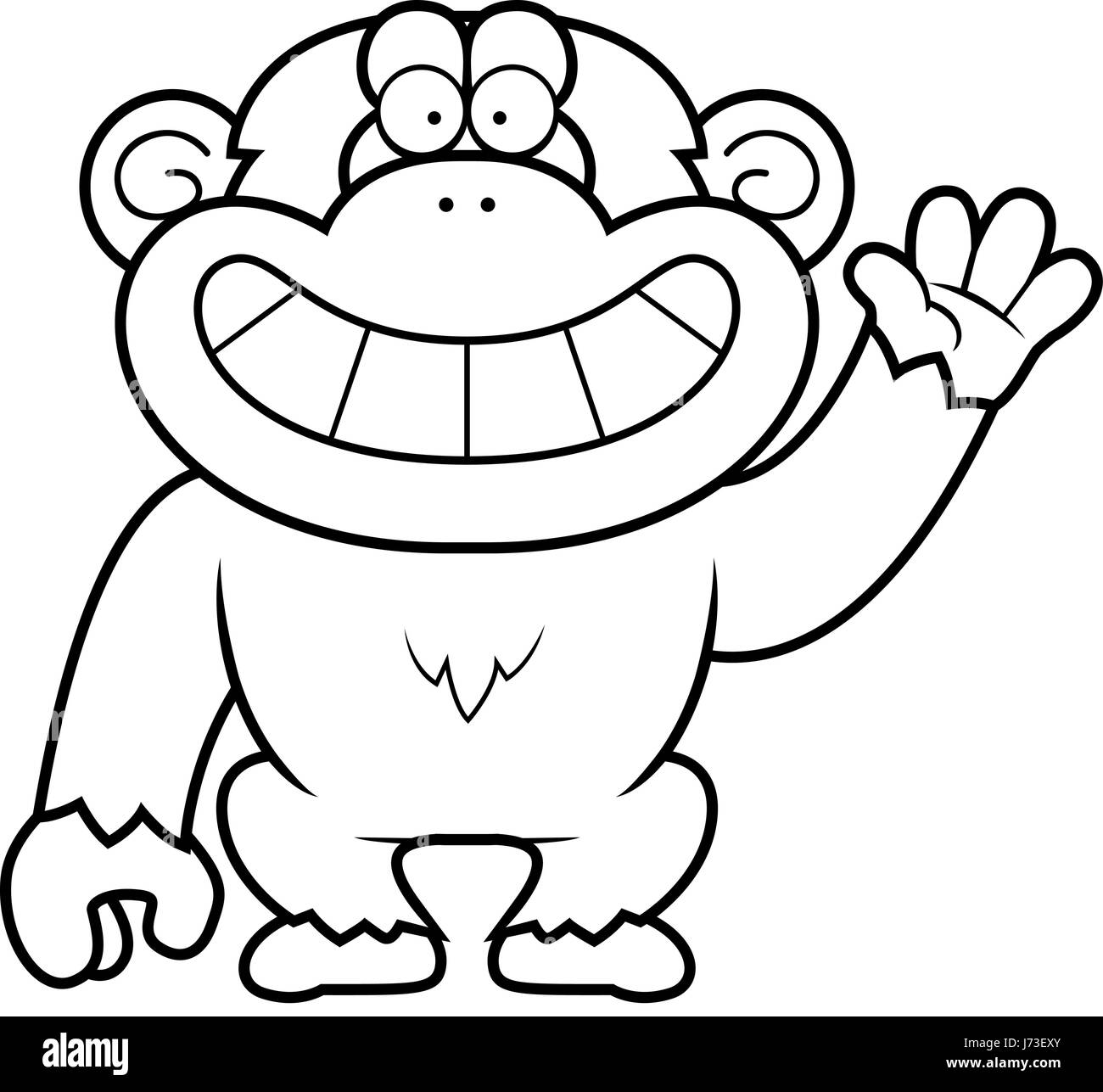A cartoon illustration of a chimp waving Stock Vector Image & Art - Alamy