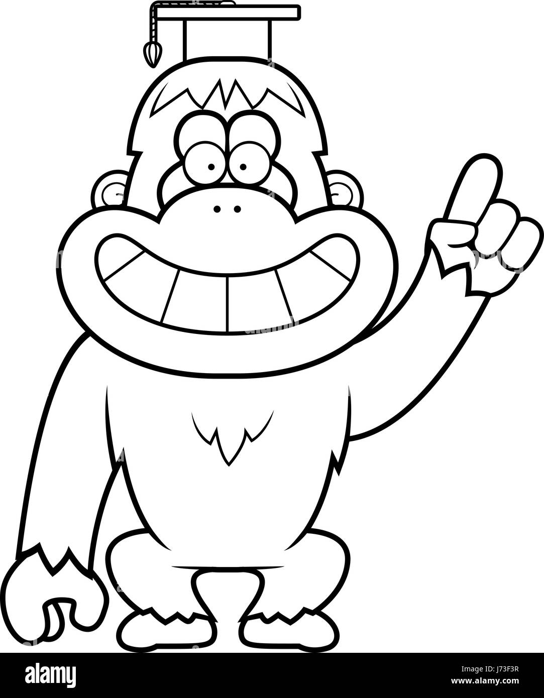 A cartoon illustration of an orangutan in a professor cap Stock Vector ...