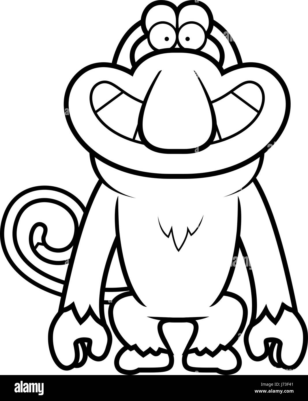 A cartoon illustration of a proboscis monkey grinning Stock Vector ...