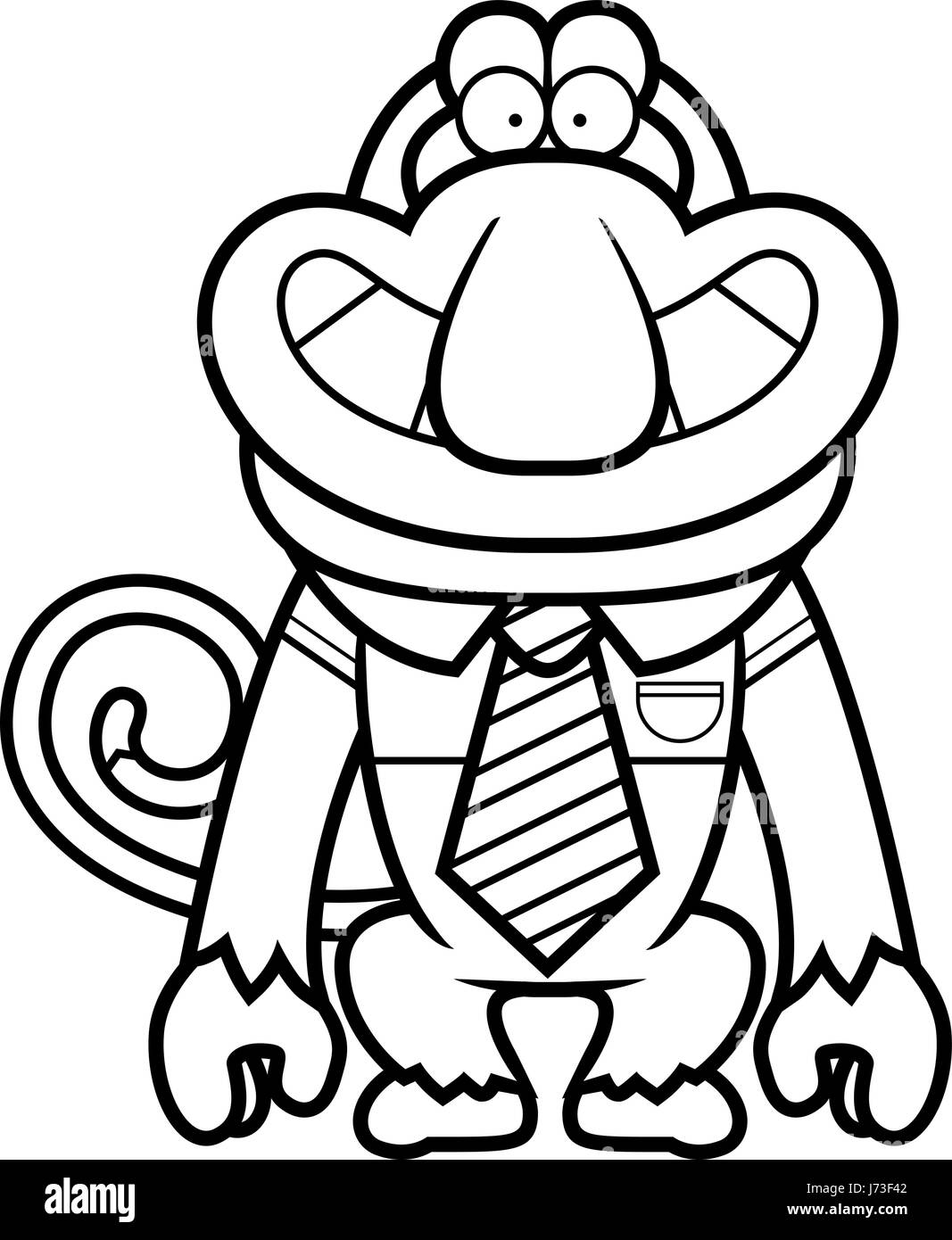 A cartoon illustration of a proboscis monkey in a tie Stock Vector ...