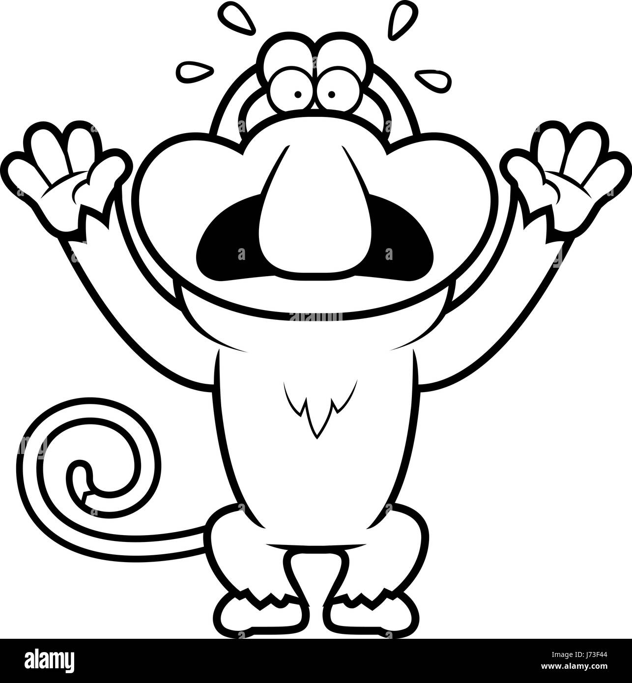 A cartoon illustration of a proboscis monkey panicking Stock Vector ...