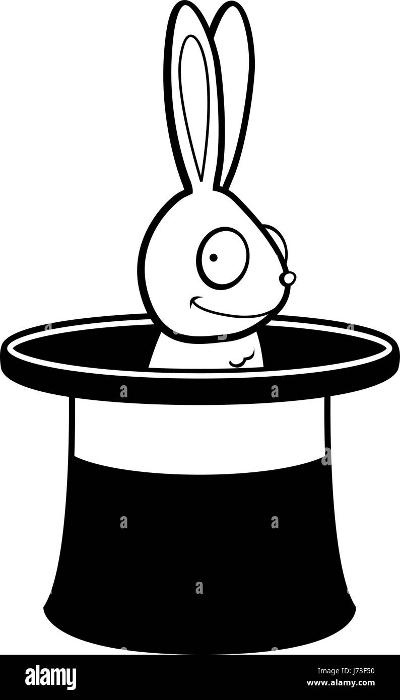 A happy cartoon rabbit in a magic hat Stock Vector Image & Art - Alamy