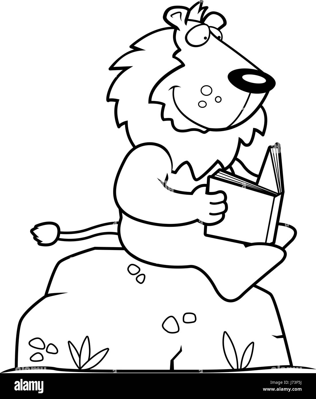 Lion Reading A Book Clipart