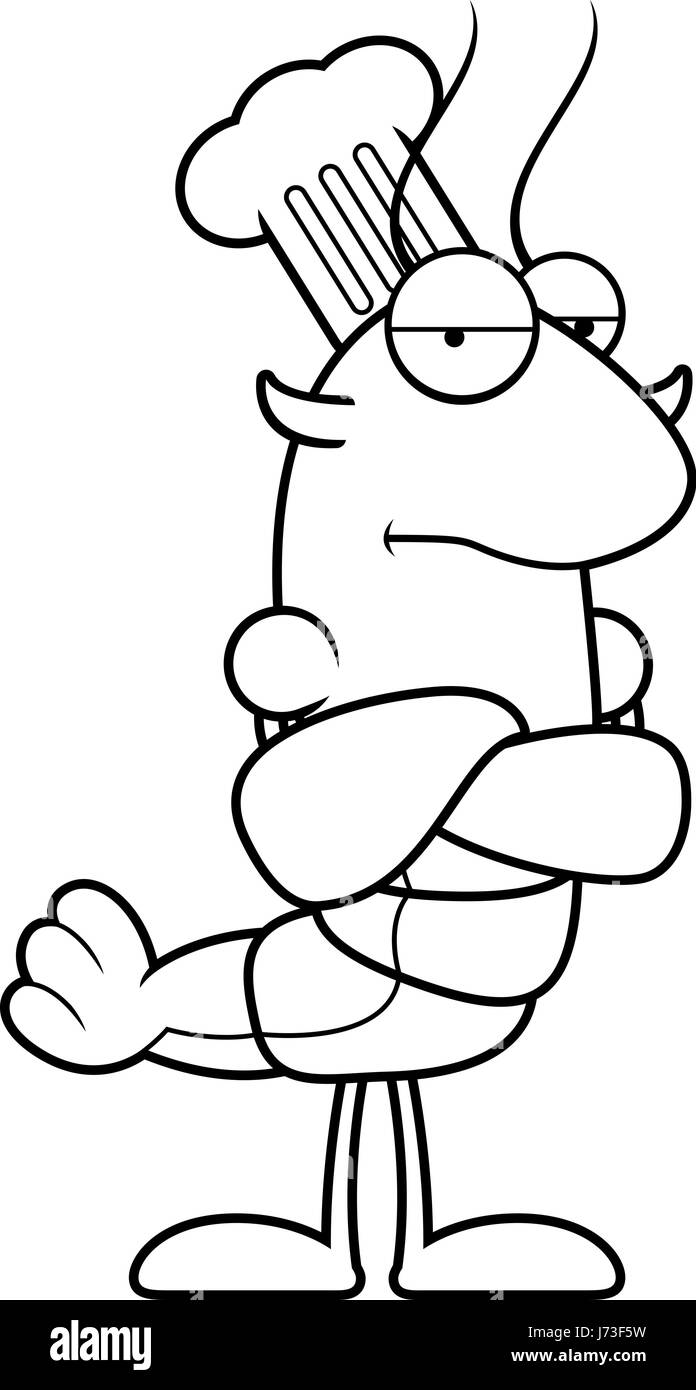 A cartoon illustration of a crawfish chef looking bored Stock Vector ...