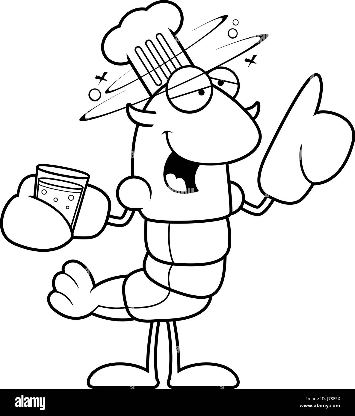 A cartoon illustration of a crawfish chef looking drunk Stock Vector ...