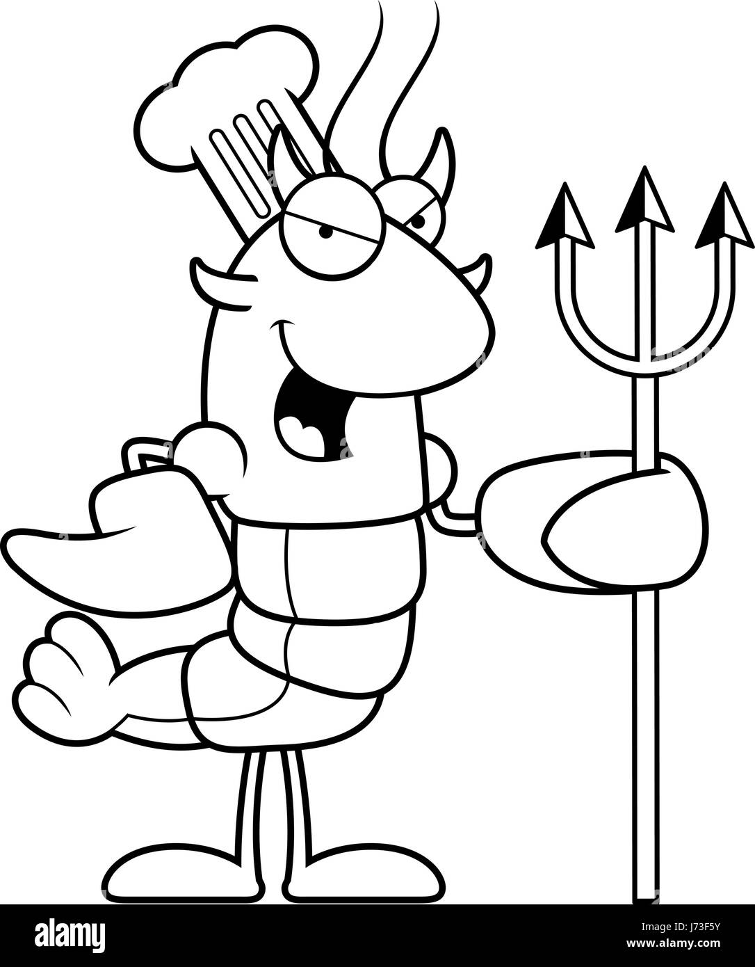 A cartoon illustration of a crawfish chef dressed as a devil Stock ...