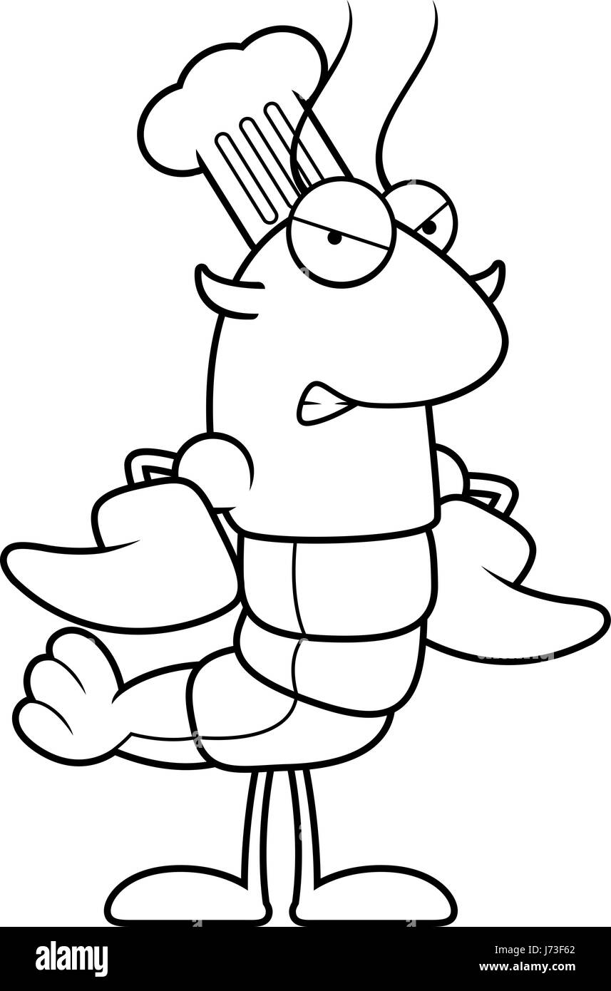 A cartoon illustration of a crawfish chef looking angry Stock Vector ...