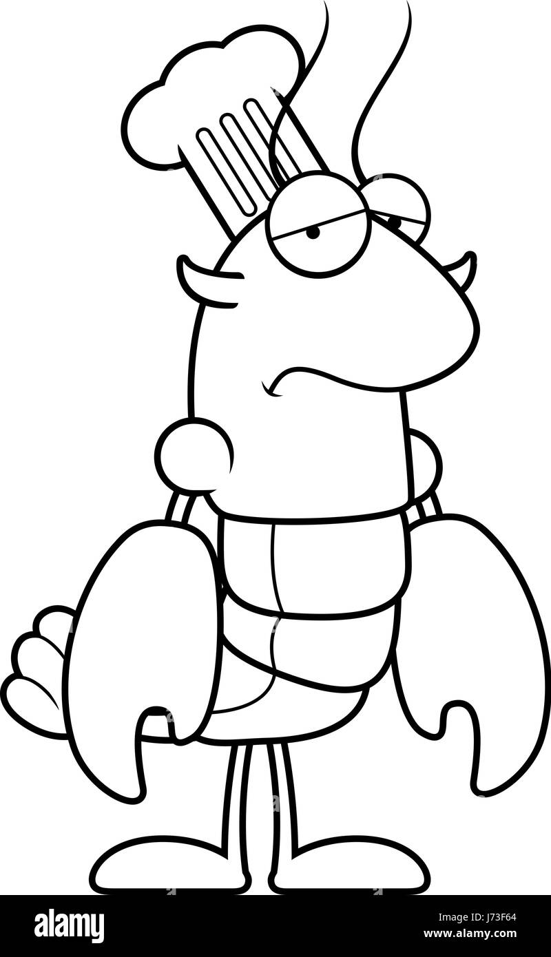 A cartoon illustration of a crawfish chef looking sad Stock Vector ...
