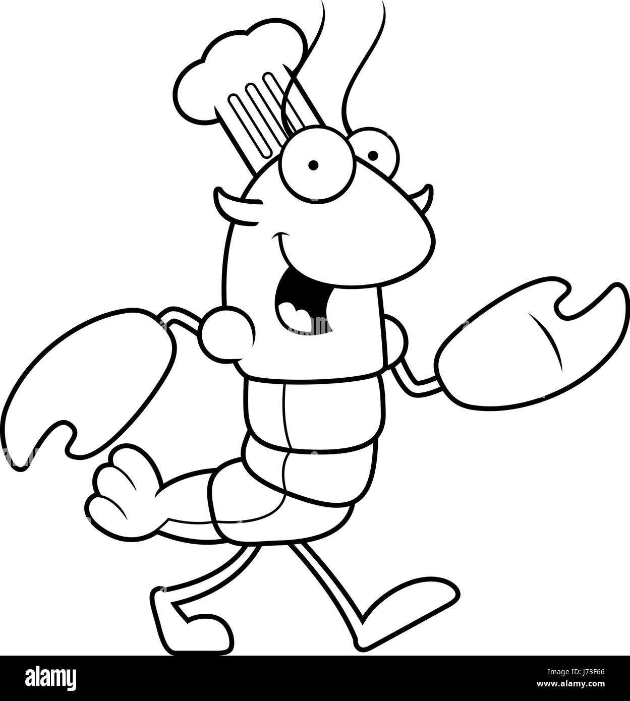 A cartoon illustration of a crawfish chef walking Stock Vector Image ...