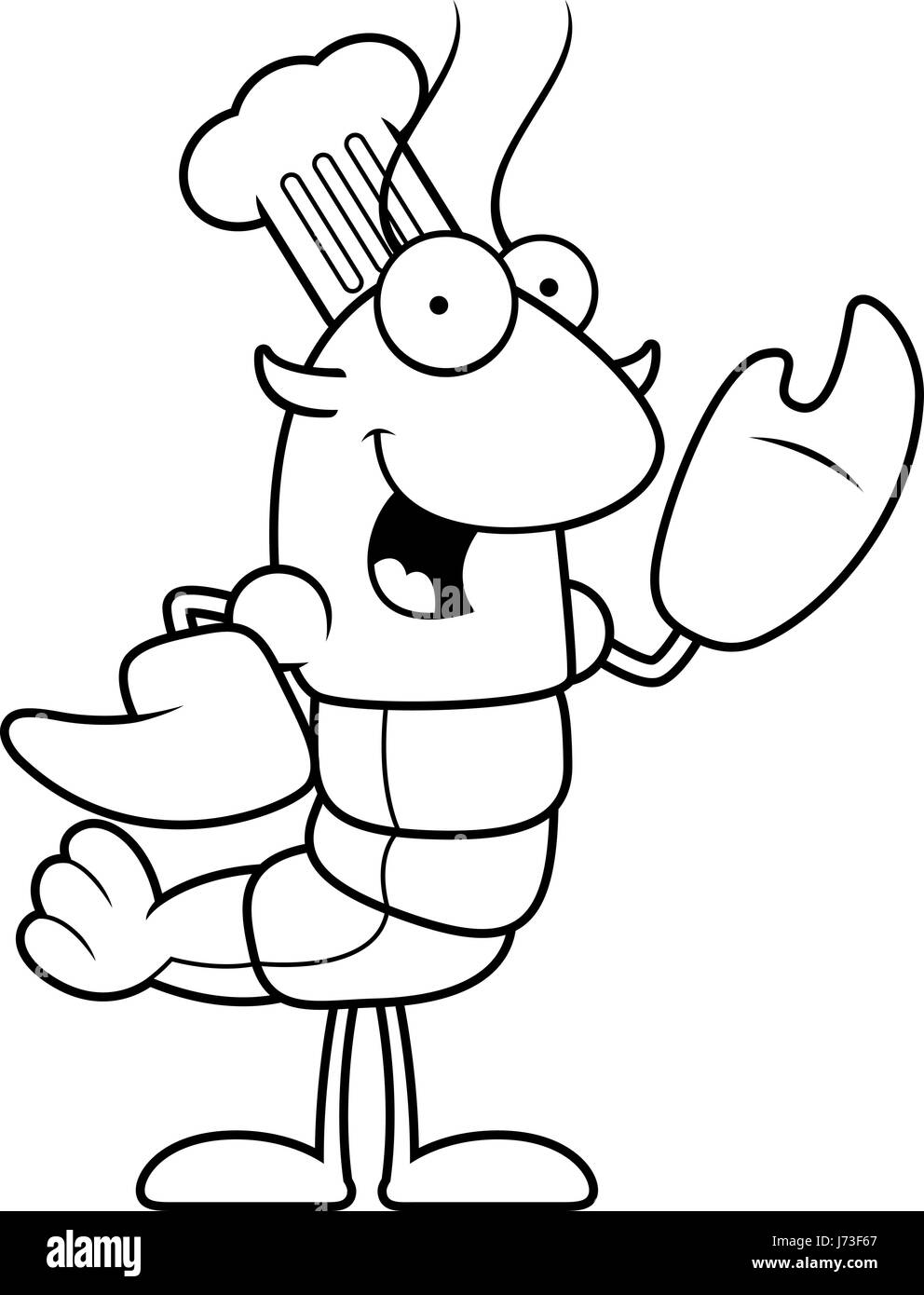 A cartoon illustration of a crawfish chef waving Stock Vector Image ...