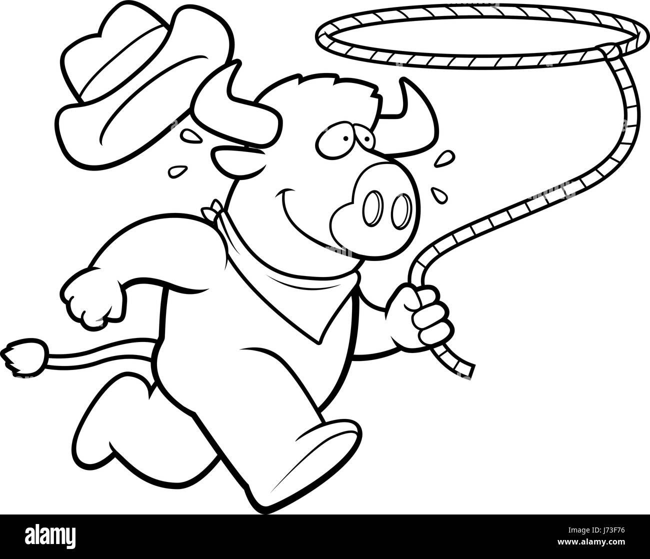 A happy cartoon rodeo buffalo running with a lasso Stock Vector Image ...